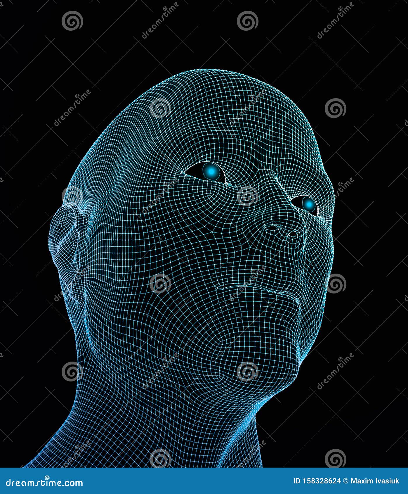 3D Head from Grid. Artificial Intelligence. 3D Geometric Face Design ...