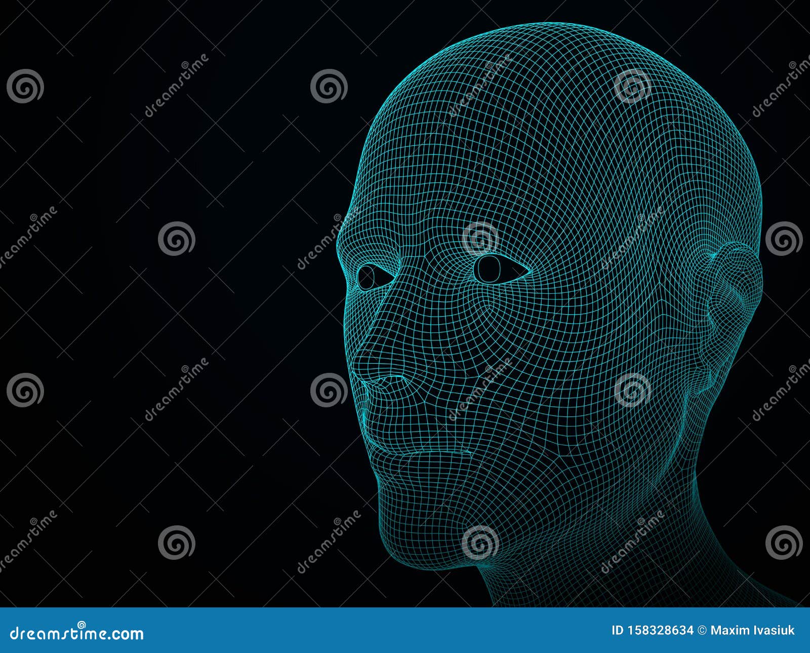 3D Head from Grid. Artificial Intelligence. 3D Geometric Face Design ...