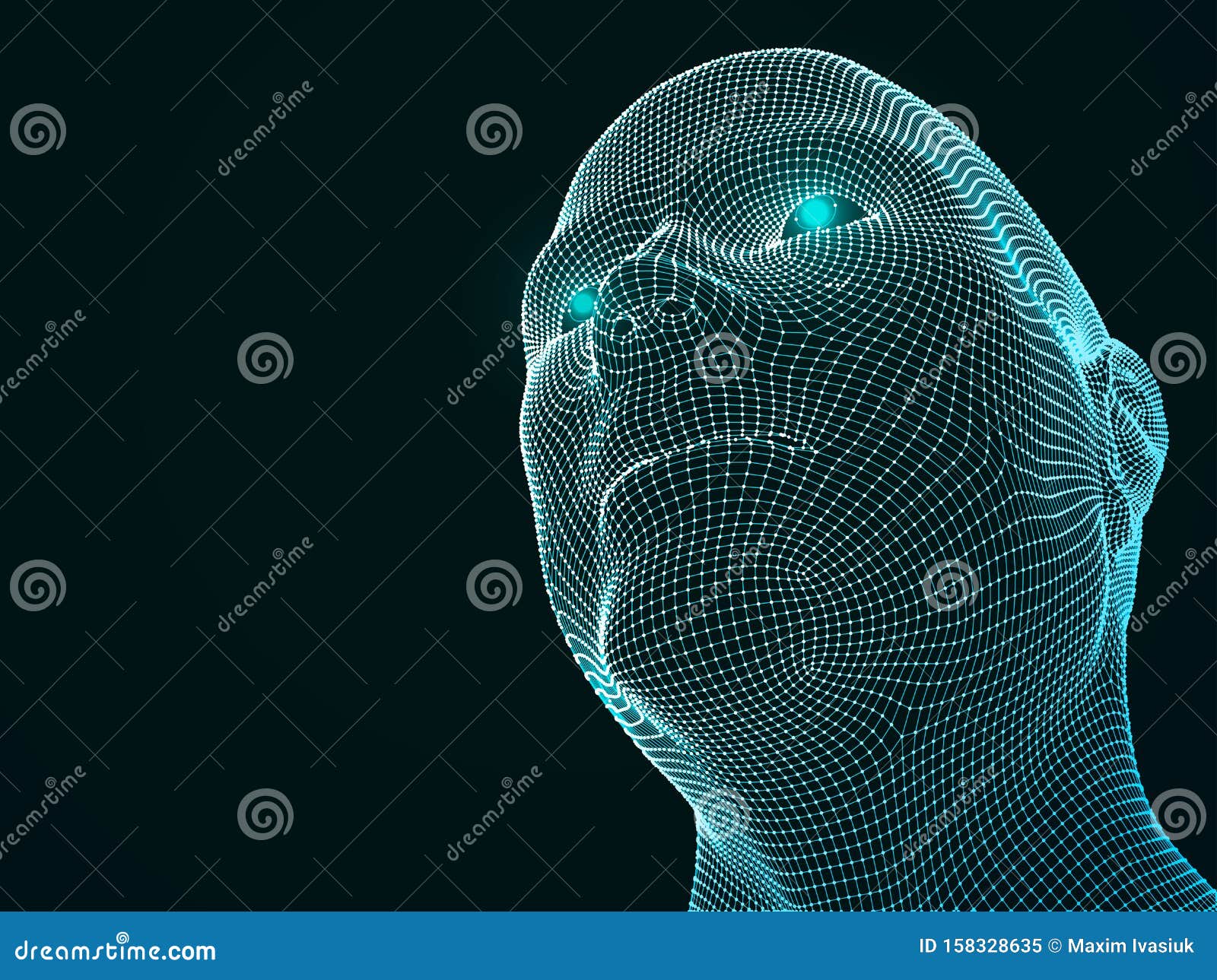 3D Head from Grid. Artificial Intelligence. 3D Geometric Face Design ...