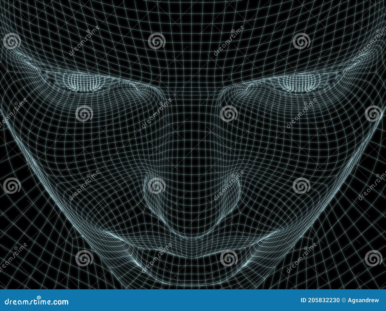 3D Head Mesh stock illustration. Illustration of intelligence - 205832230