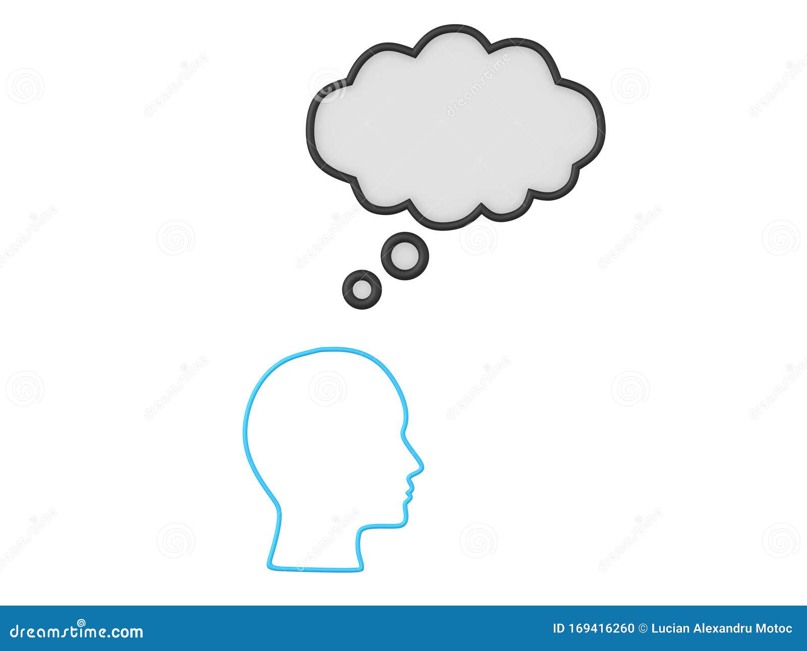 3D Head Outline with Thought Bubble Above it Stock Illustration ...
