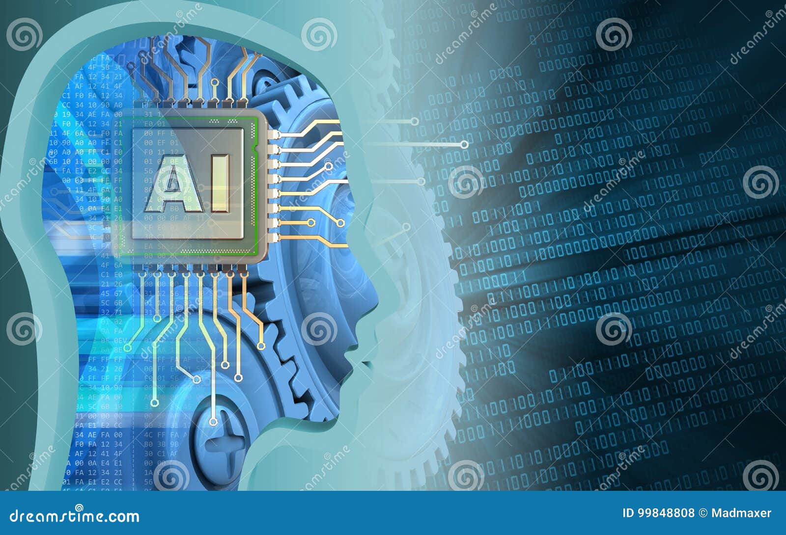 3d head profile stock illustration. Illustration of intellect - 99848808