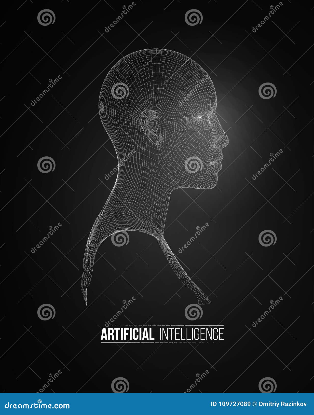 3d Head Wireframe Vector. Drawing of Wireframe Head 3d Model. Vector ...