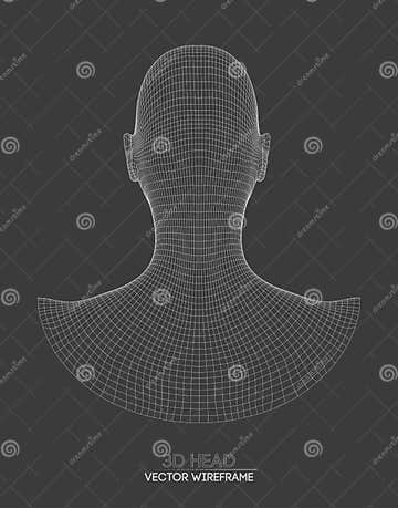 3d Head Wireframe Vector. Drawing of Wireframe Head 3d Model. Vector ...