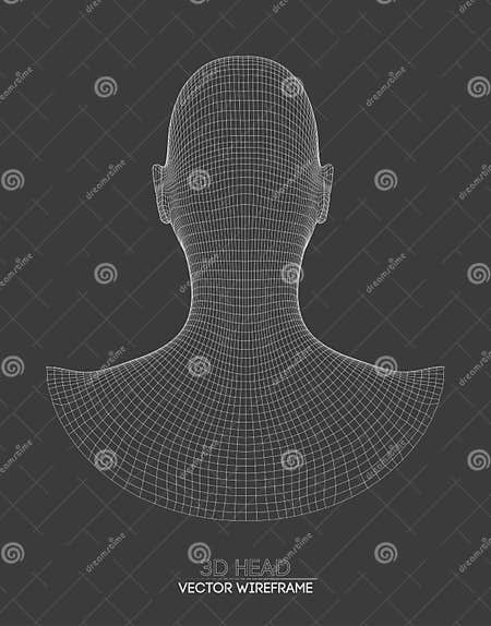 3d Head Wireframe Vector. Drawing of Wireframe Head 3d Model. Vector ...
