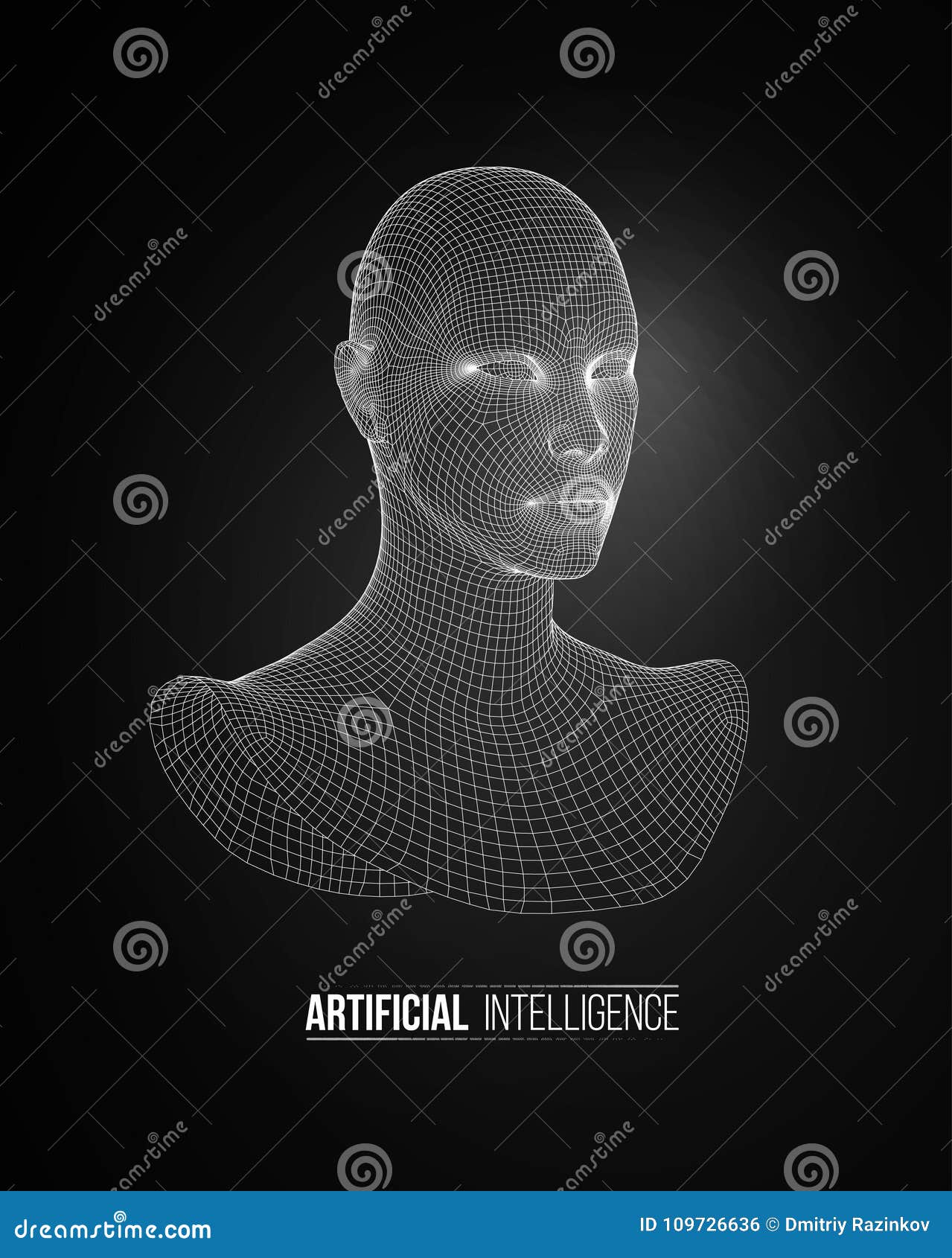 3d Head Wireframe Vector. Drawing of Wireframe Head 3d Model. Vector ...