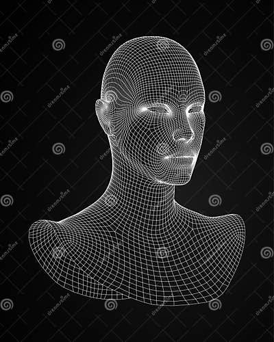 3d Head Wireframe Vector. Drawing of Wireframe Head 3d Model. Vector ...