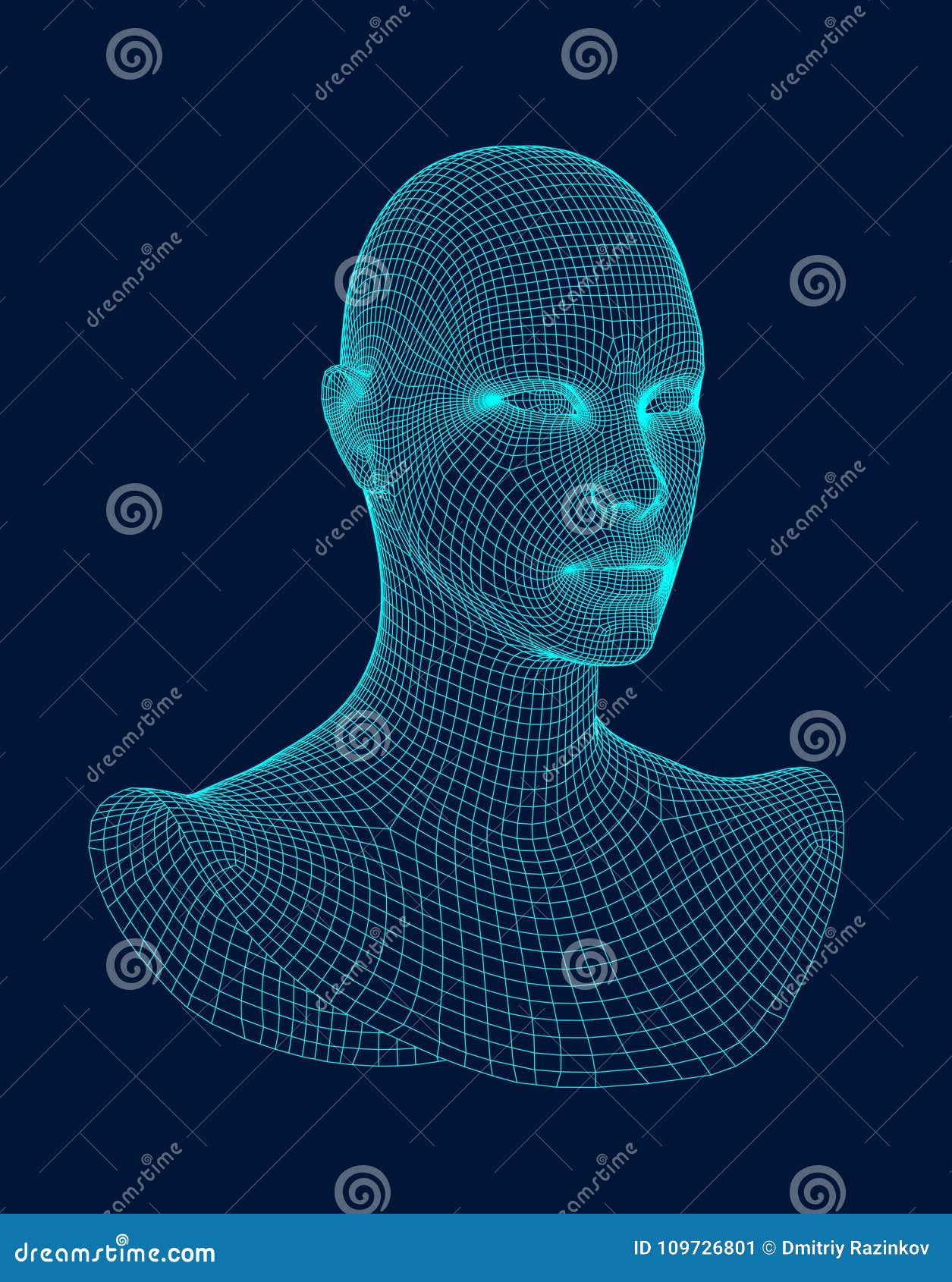 3d Head Wireframe Vector. Drawing of Wireframe Head 3d Model. Vector ...