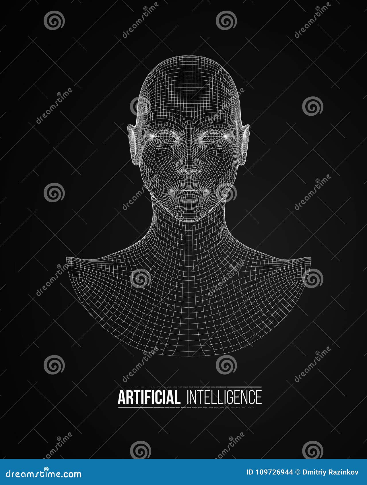 3d Head Wireframe Vector. Drawing of Wireframe Head 3d Model. Vector ...