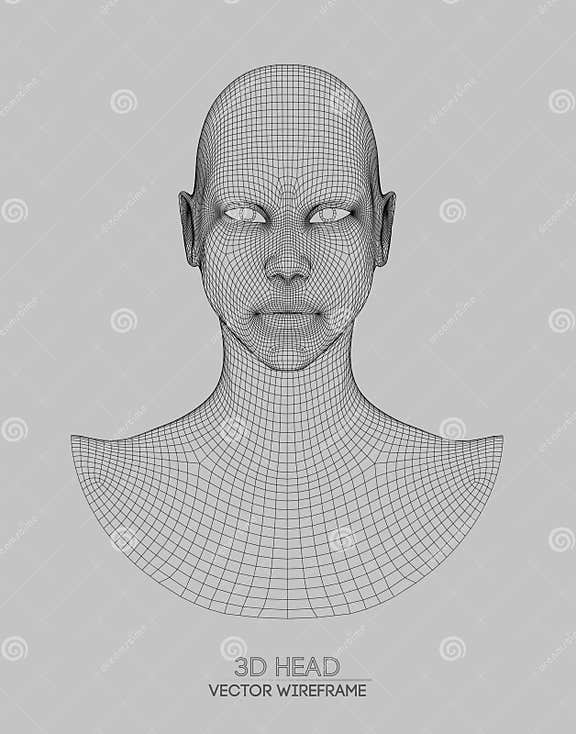 3d Head Wireframe Vector. Drawing of Wireframe Head 3d Model. Vector ...
