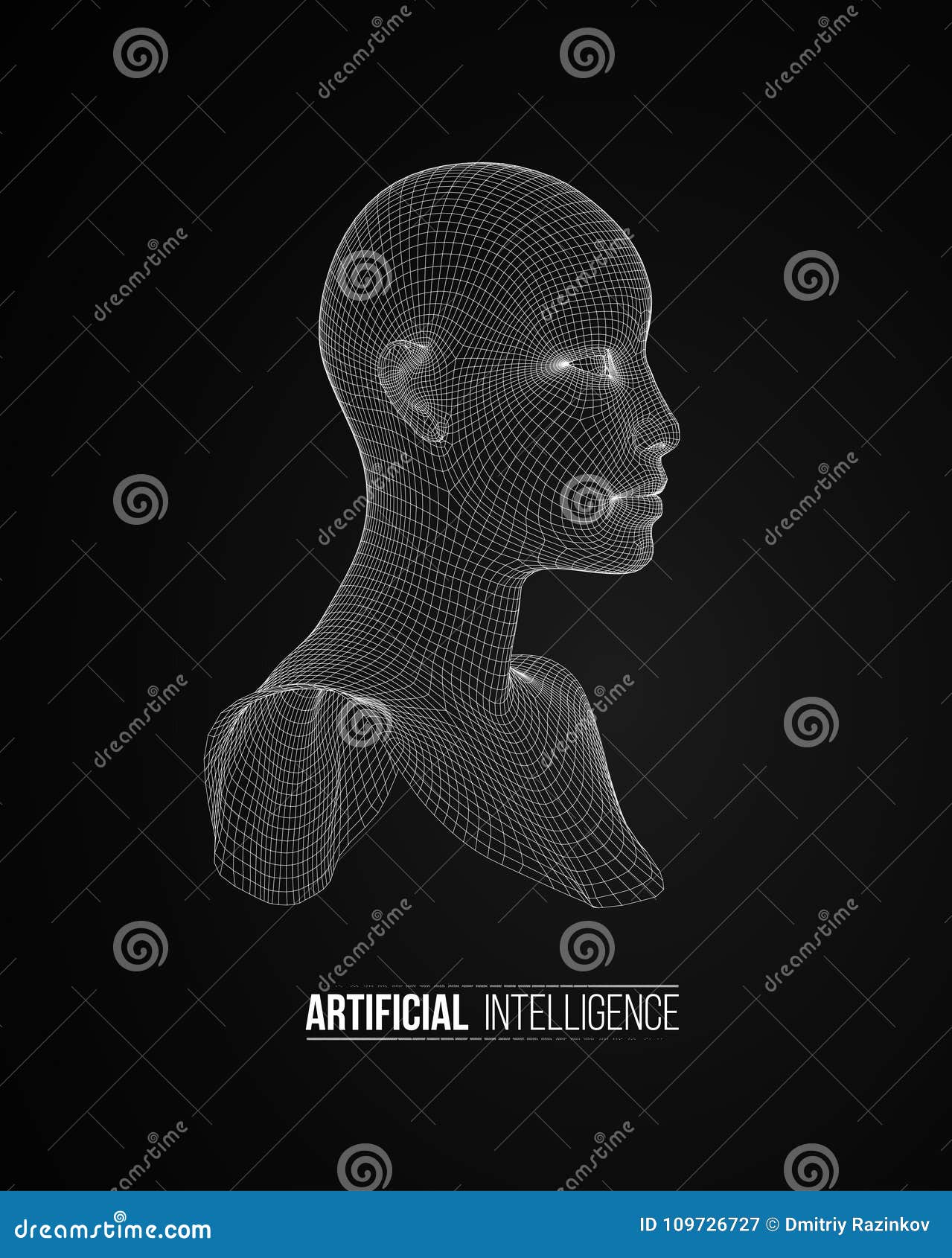 3d Head Wireframe Vector. Drawing of Wireframe Head 3d Model. Vector ...