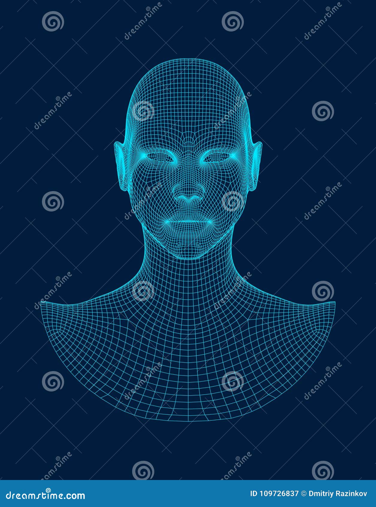 3d Head Wireframe Vector. Drawing of Wireframe Head 3d Model. Vector ...