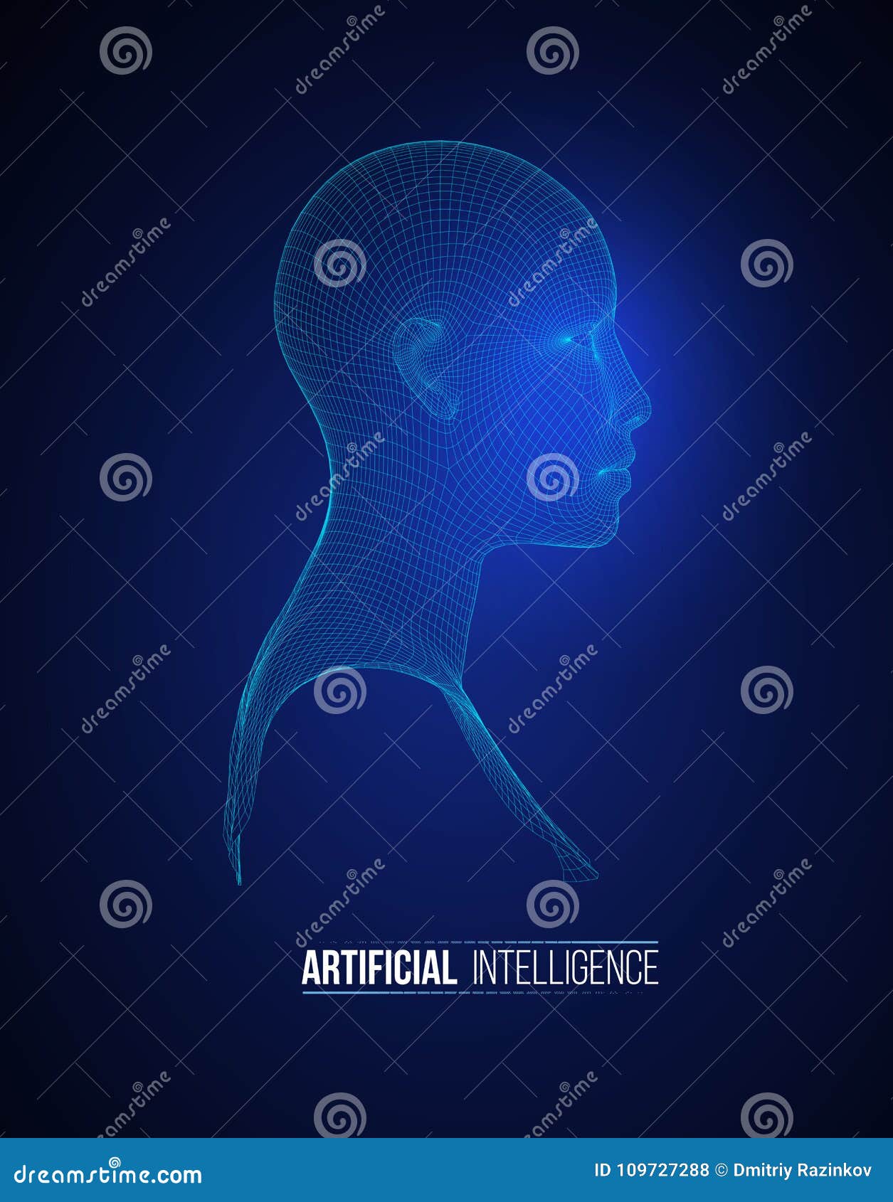 3d Head Wireframe Vector. Drawing of Wireframe Head 3d Model. Vector ...