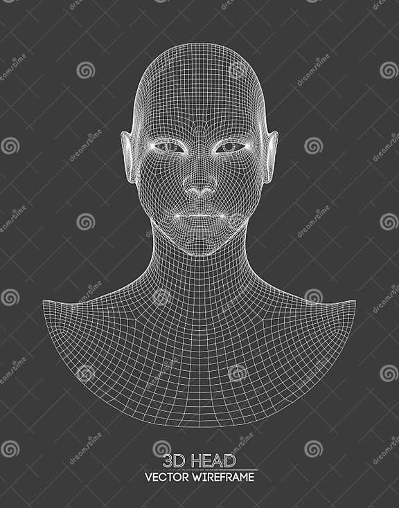 3d Head Wireframe Vector. Drawing of Wireframe Head 3d Model. Vector ...