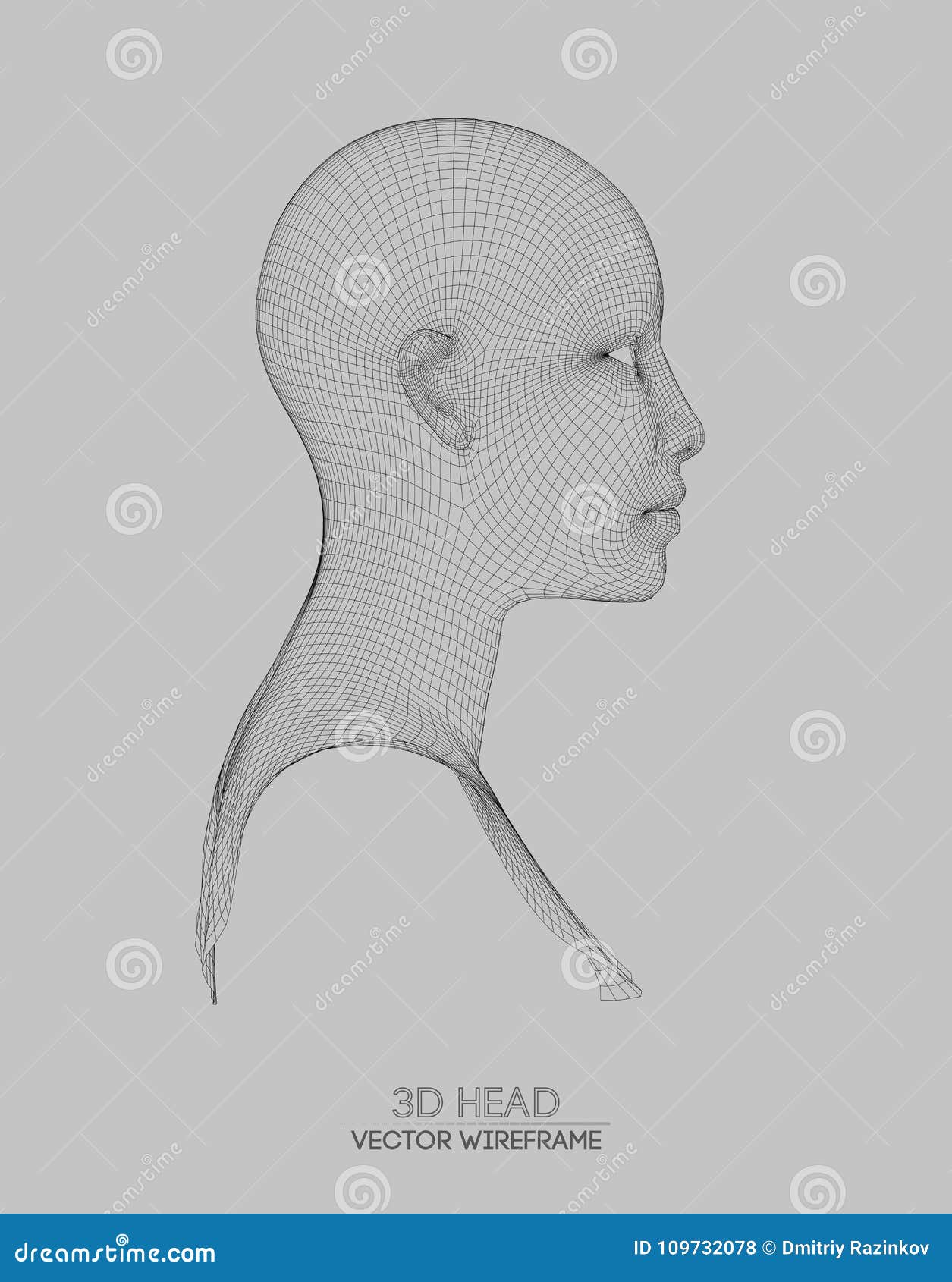 3d Head Wireframe Vector. Drawing of Wireframe Head 3d Model. Vector ...