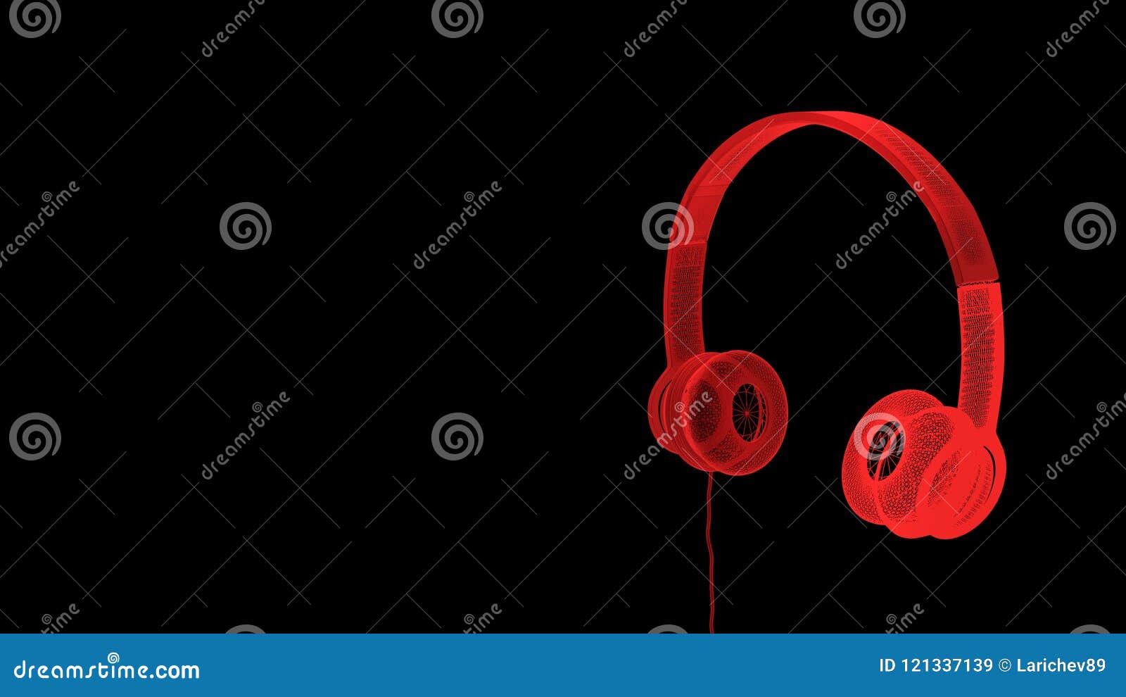 3D Headphone in Wireframe As a Red Hologram Stock Illustration ...