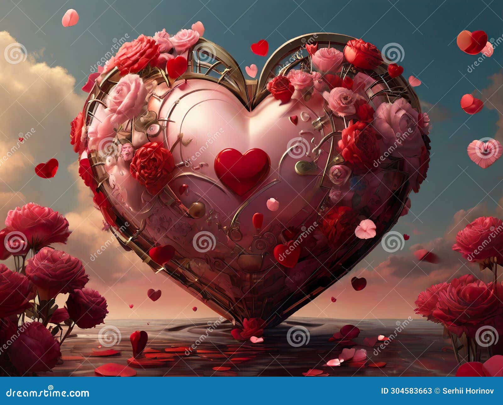 3D Heart with Another Heart Inside. Romantic Ambiance, Love, Emotion Ai ...