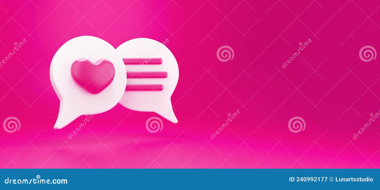 3d Heart with Chat Bubble. 3d Render Social Media Notification Love ...