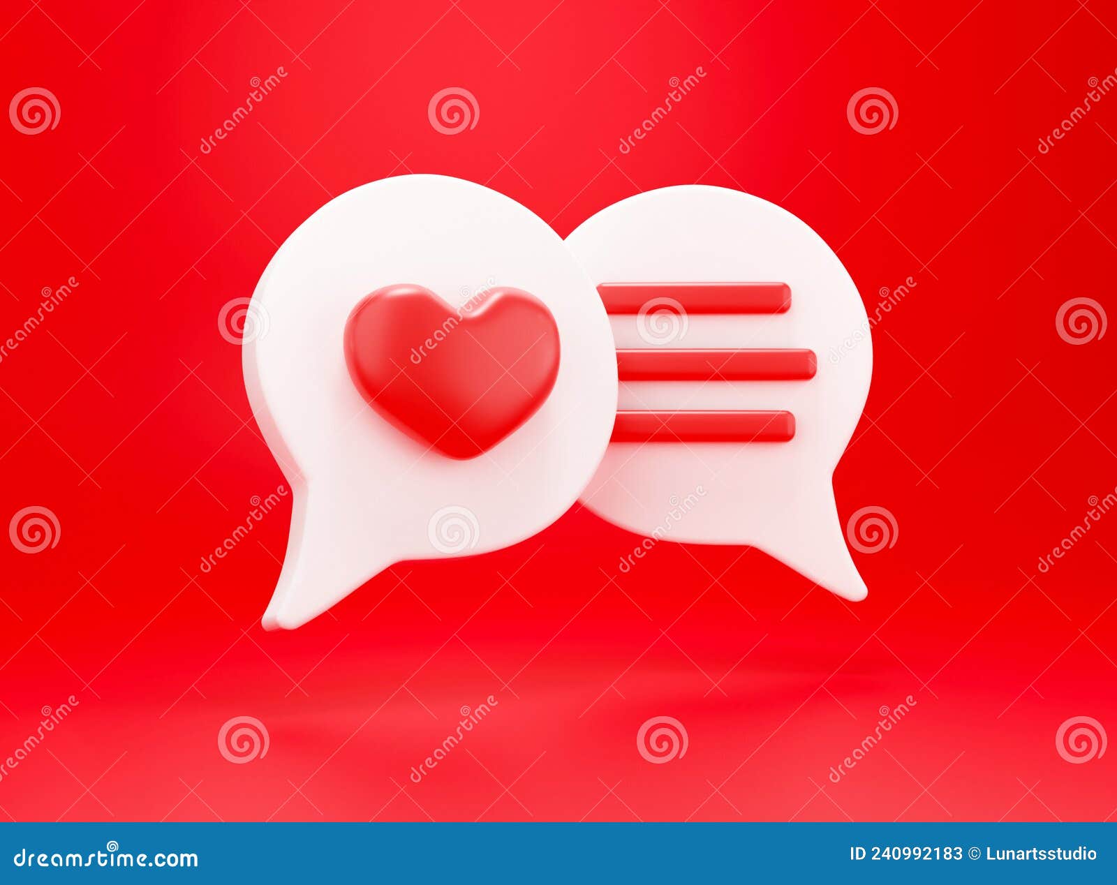 3d Heart with Chat Bubble. 3d Render Social Media Notification Love ...