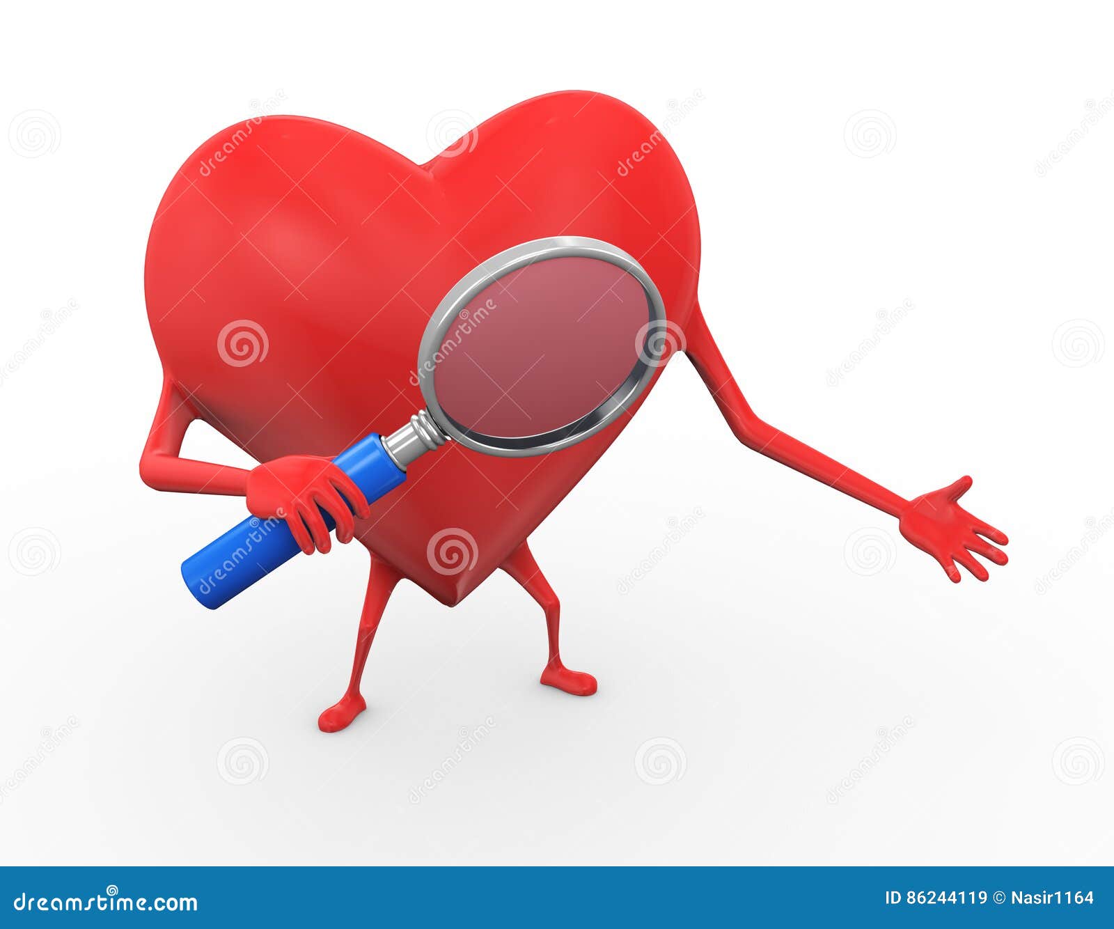 3d Heart Holding Magnifier Illustration Stock Illustration ...