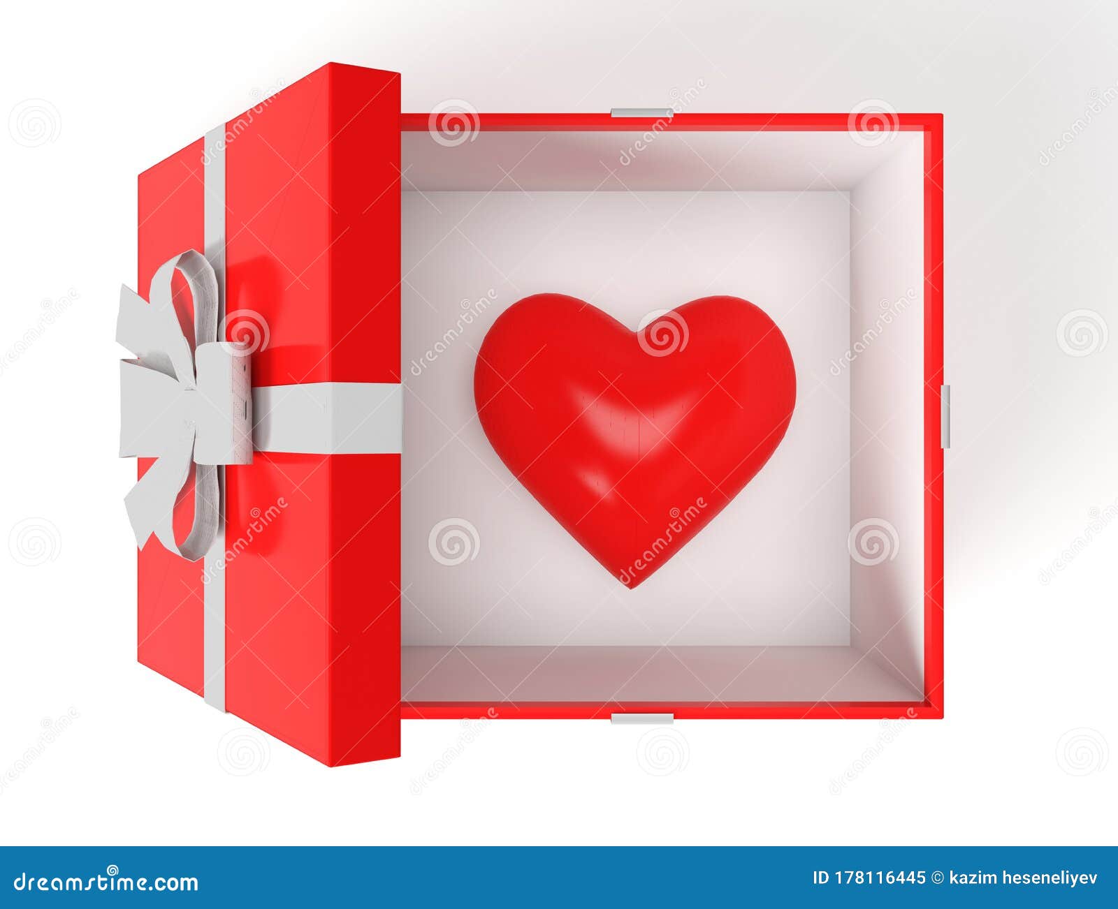 3D Heart inside gift box stock image. Image of marry - 178116445