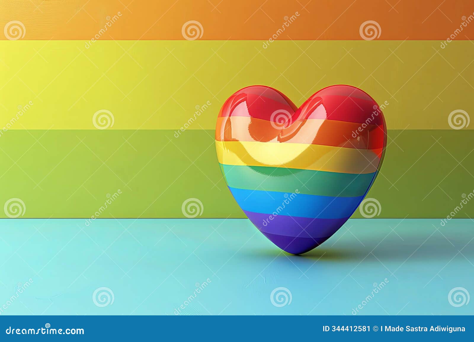 3D Heart in Rainbow Pride Colors on a Simple Backdrop Stock ...