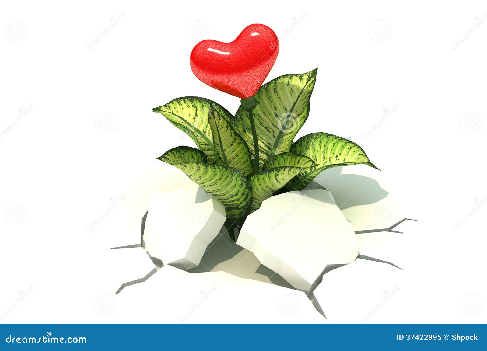 3d heart sprout stock illustration. Illustration of romantic - 37422995