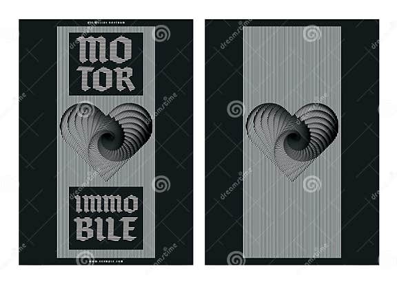 3D Heart Vortex Monochrome Poster Template. Stock Illustration ...