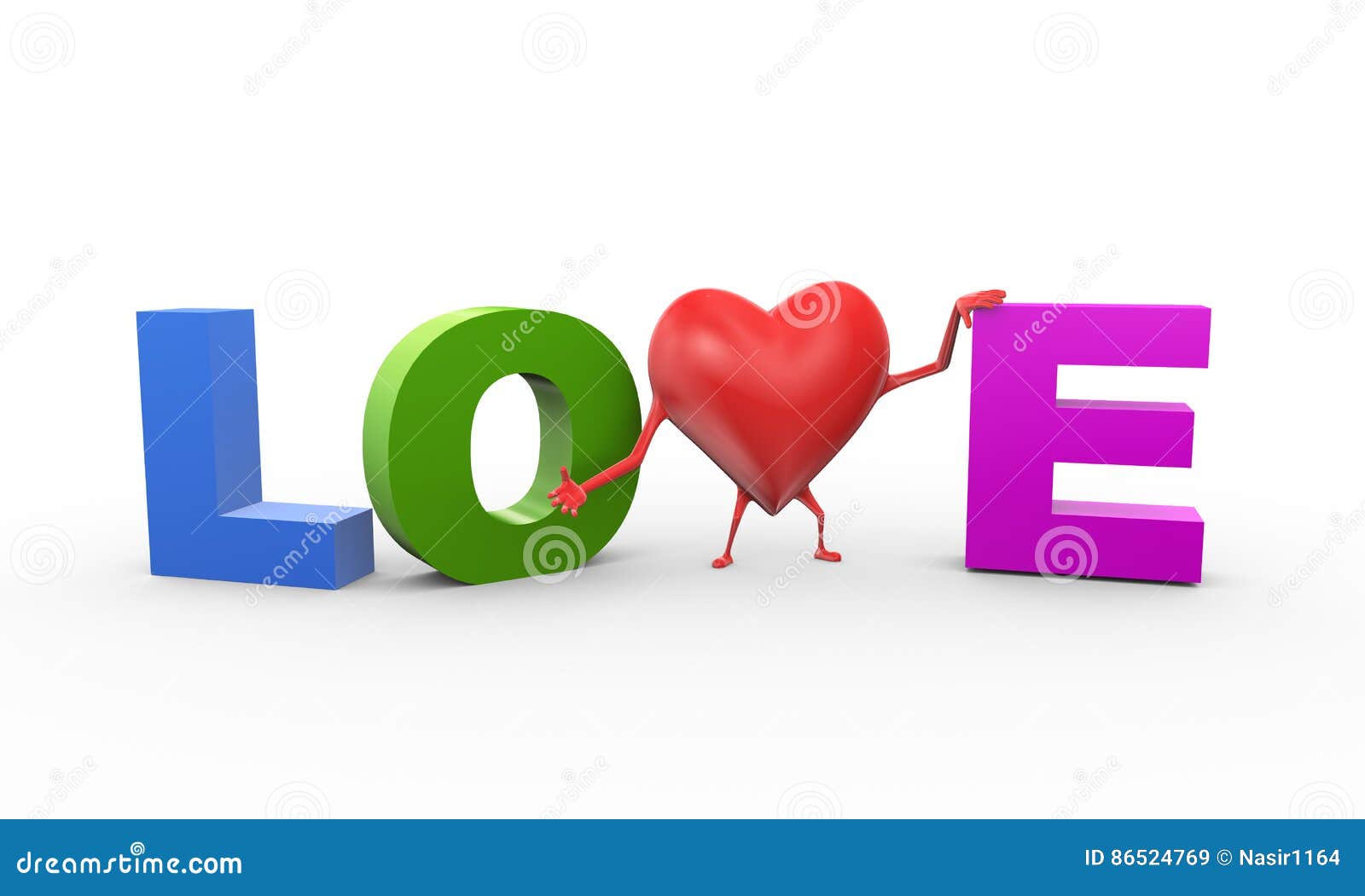 3d heart in word text love stock illustration. Illustration of figure ...