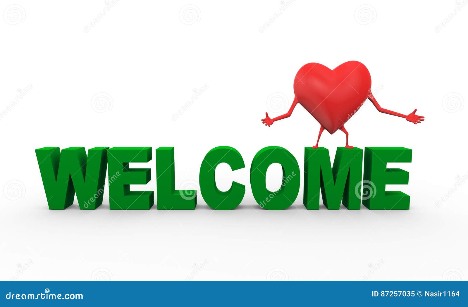 3d Heart Word Welcome Illustration Stock Illustration - Illustration of ...