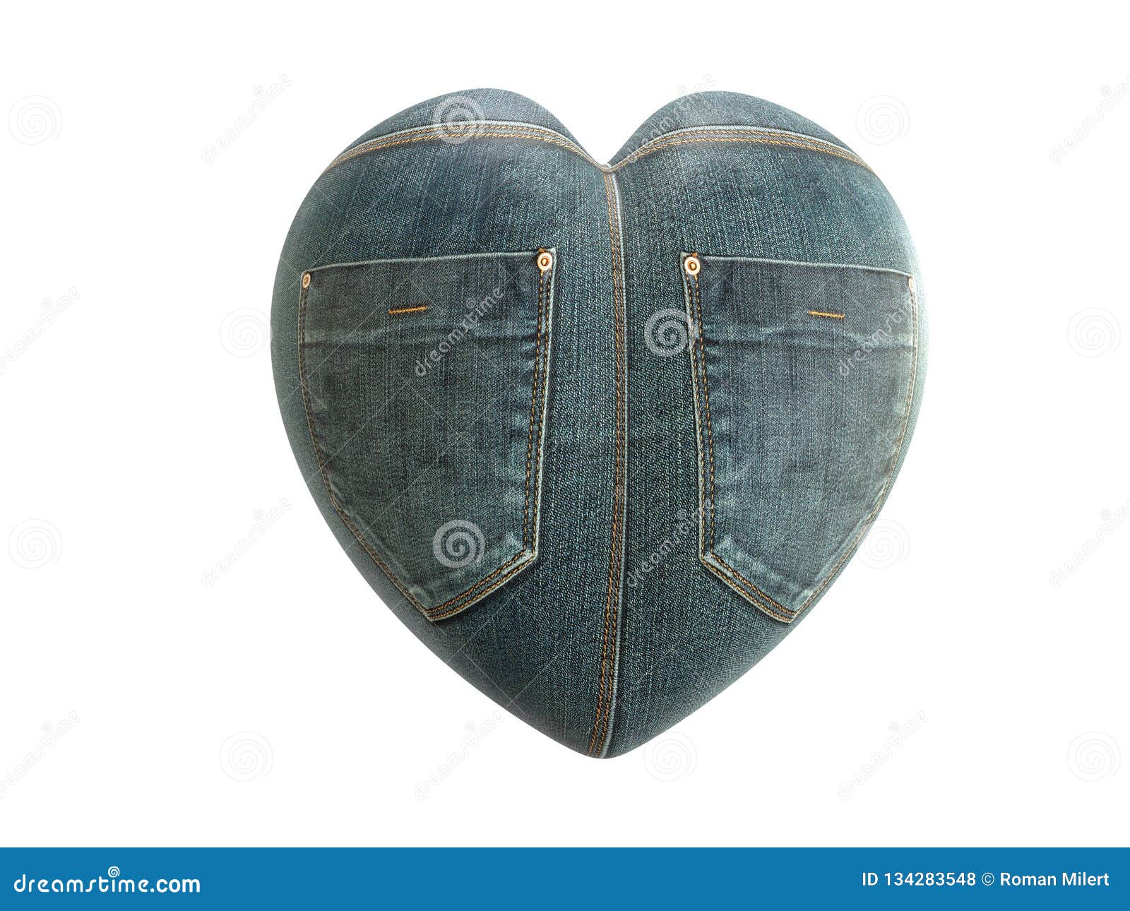 3D Heart Wrapped Around with Denim Texture Stock Illustration ...