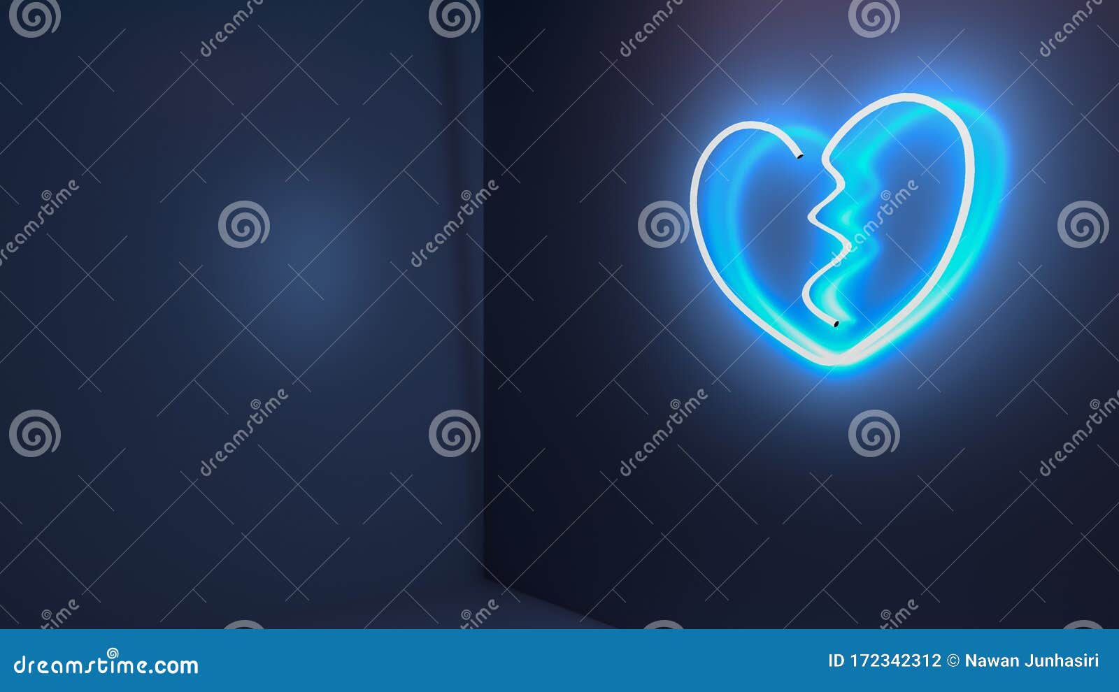3D Heartbreak Background Blue Render Stock Illustration - Illustration ...