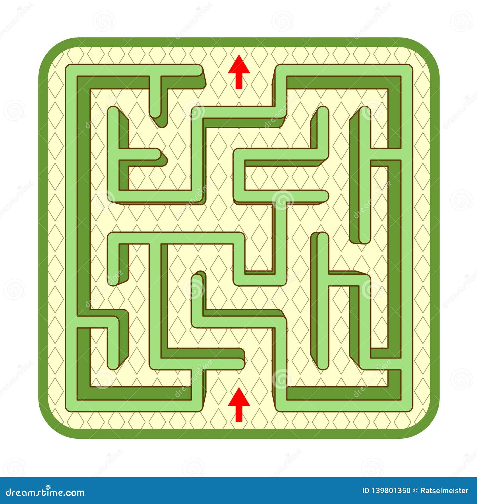 3d Hedge Maze Top View, Cobbled Yard Background Vector Illustration ...