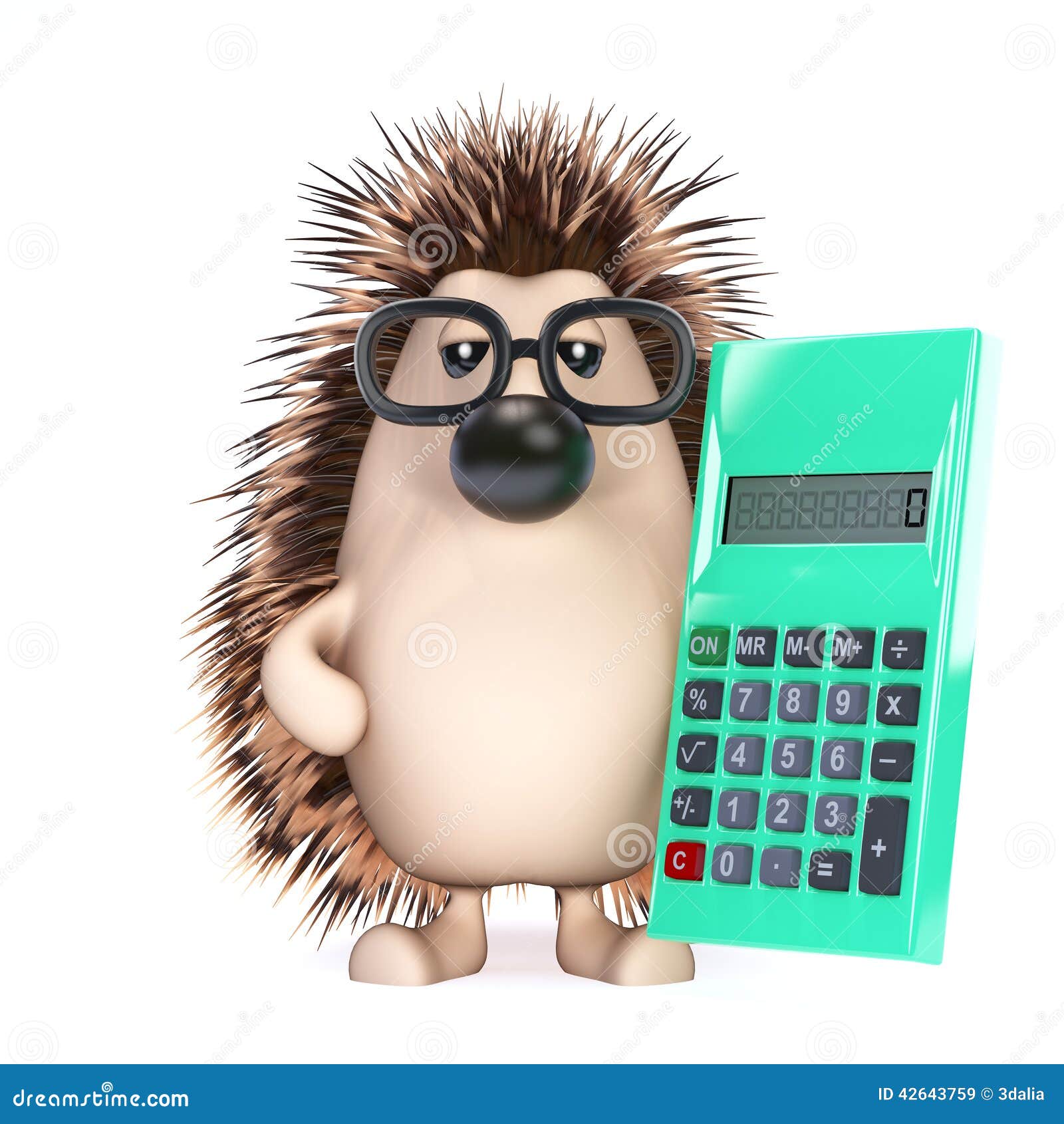 3d Hedgehog Has a Calculator Stock Illustration - Illustration of ...