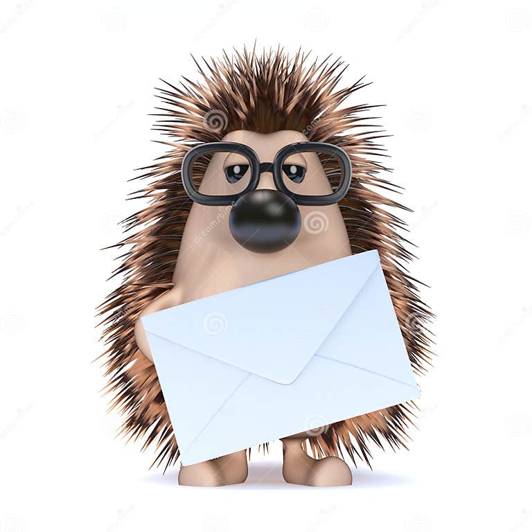 3d Hedgehog has mail stock illustration. Illustration of mail - 45714917
