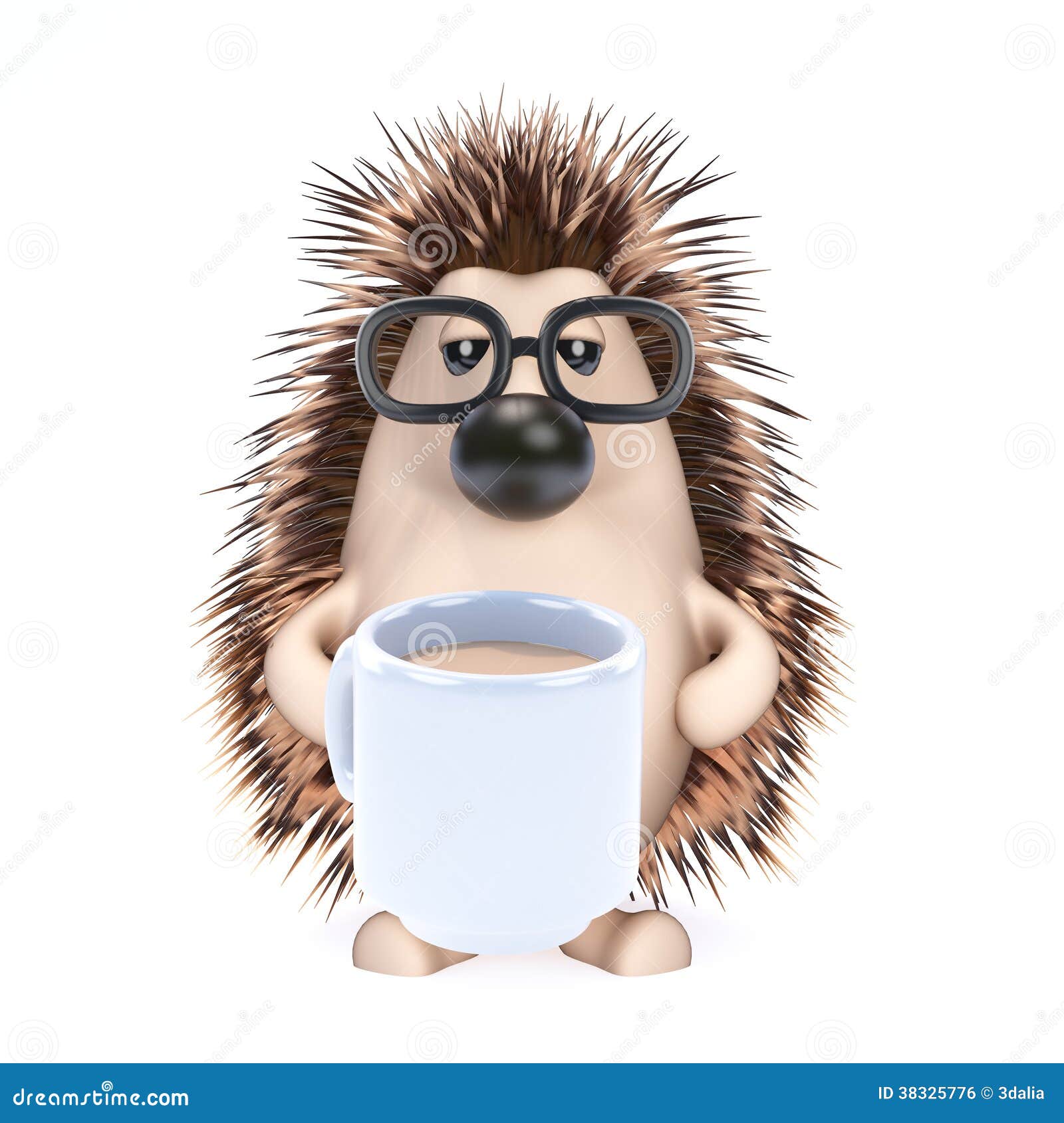 3d Hedgehog tea break stock illustration. Illustration of mammal - 38325776