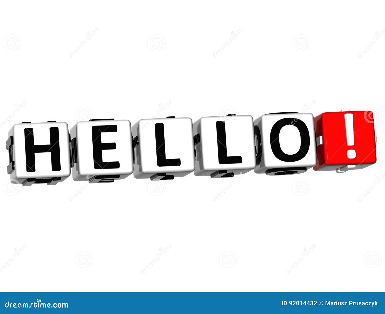 3D Hello Block Text on White Background Stock Illustration ...