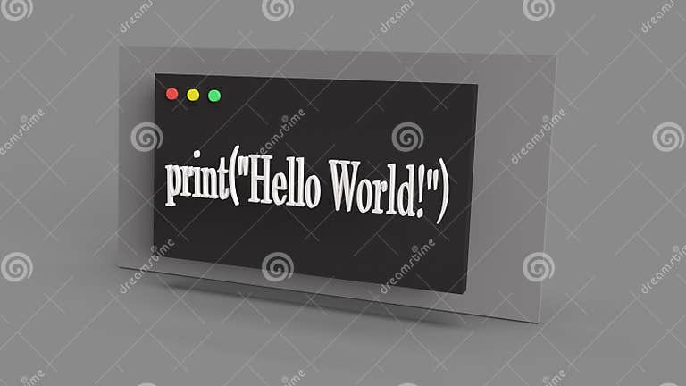 3d Hello World in Python. Coding Illustration of Programming Language ...