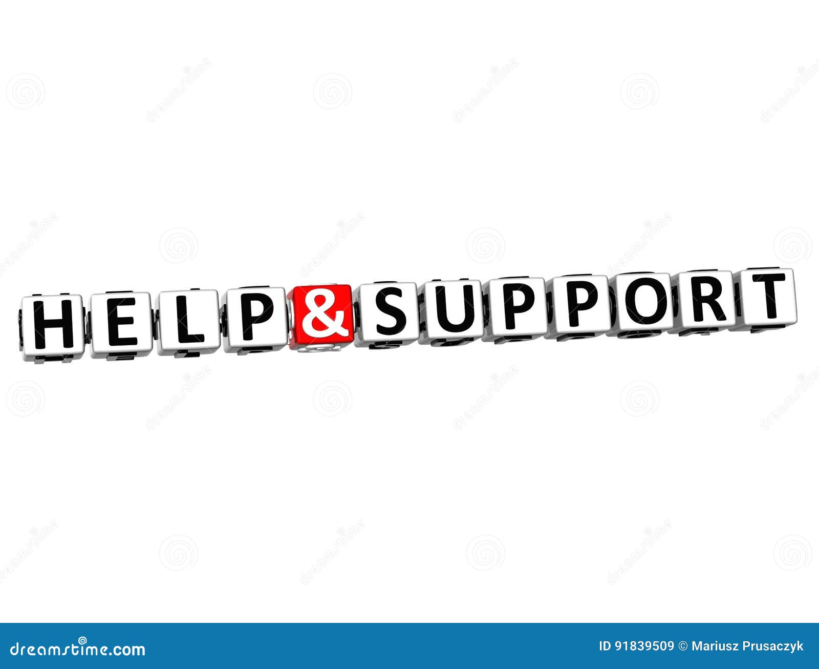 3D Help and Support Button Click Here Block Text Stock Illustration ...