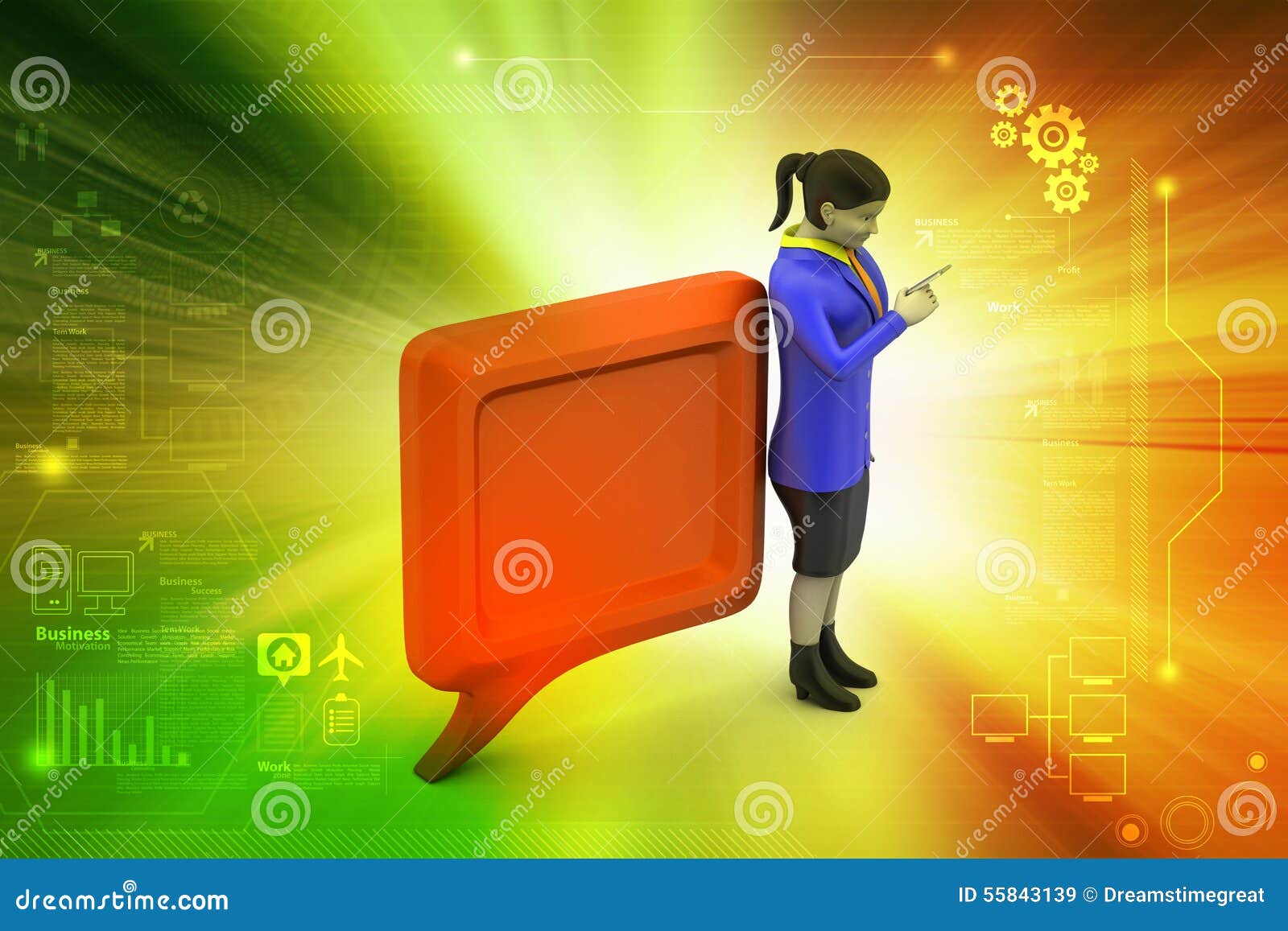 3d Het Babbelen Bel Met Mensen Stock Illustratie - Illustration of ...