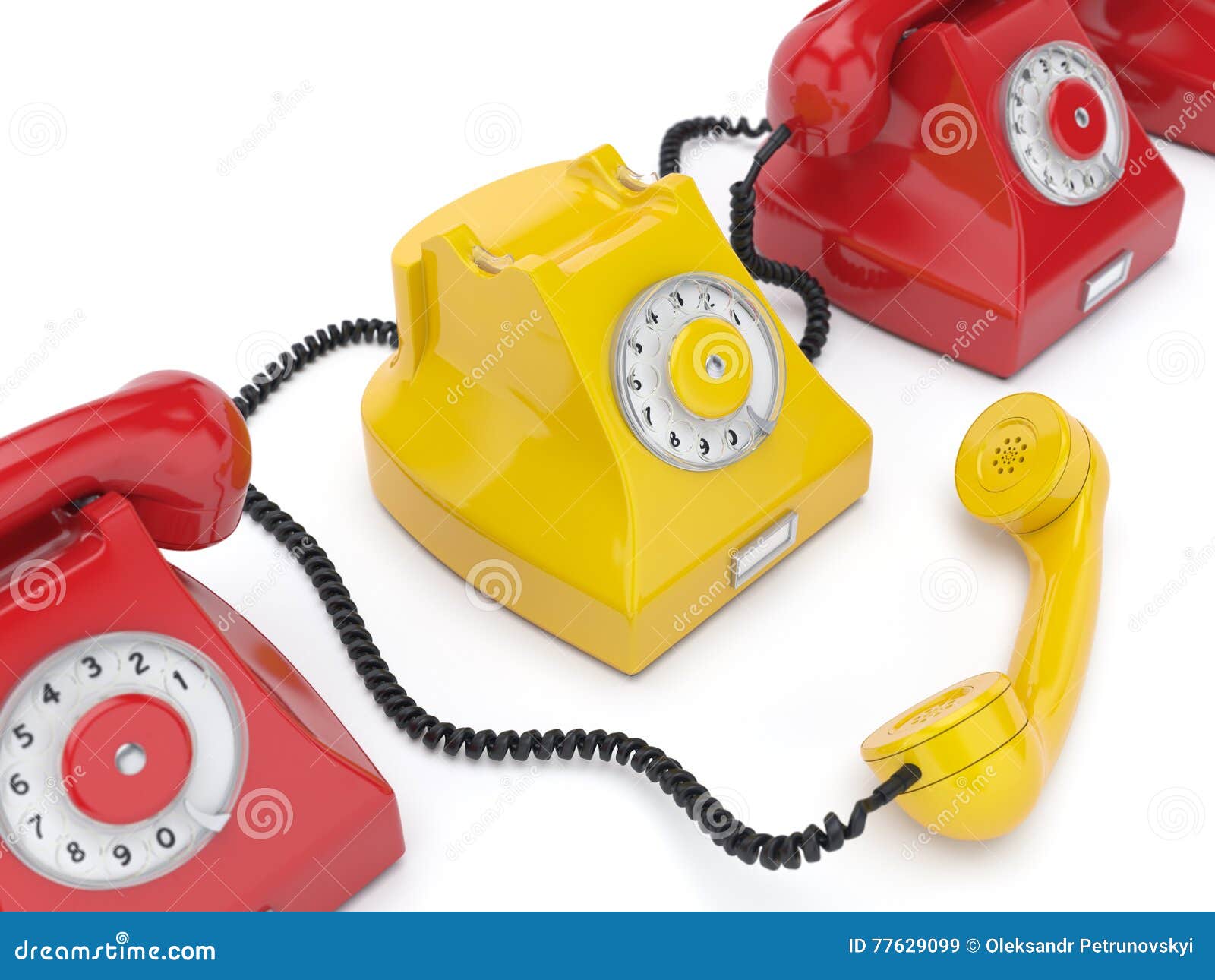 3D Het Teruggeven Oude Rode Telefoon Stock Illustratie - Illustration ...