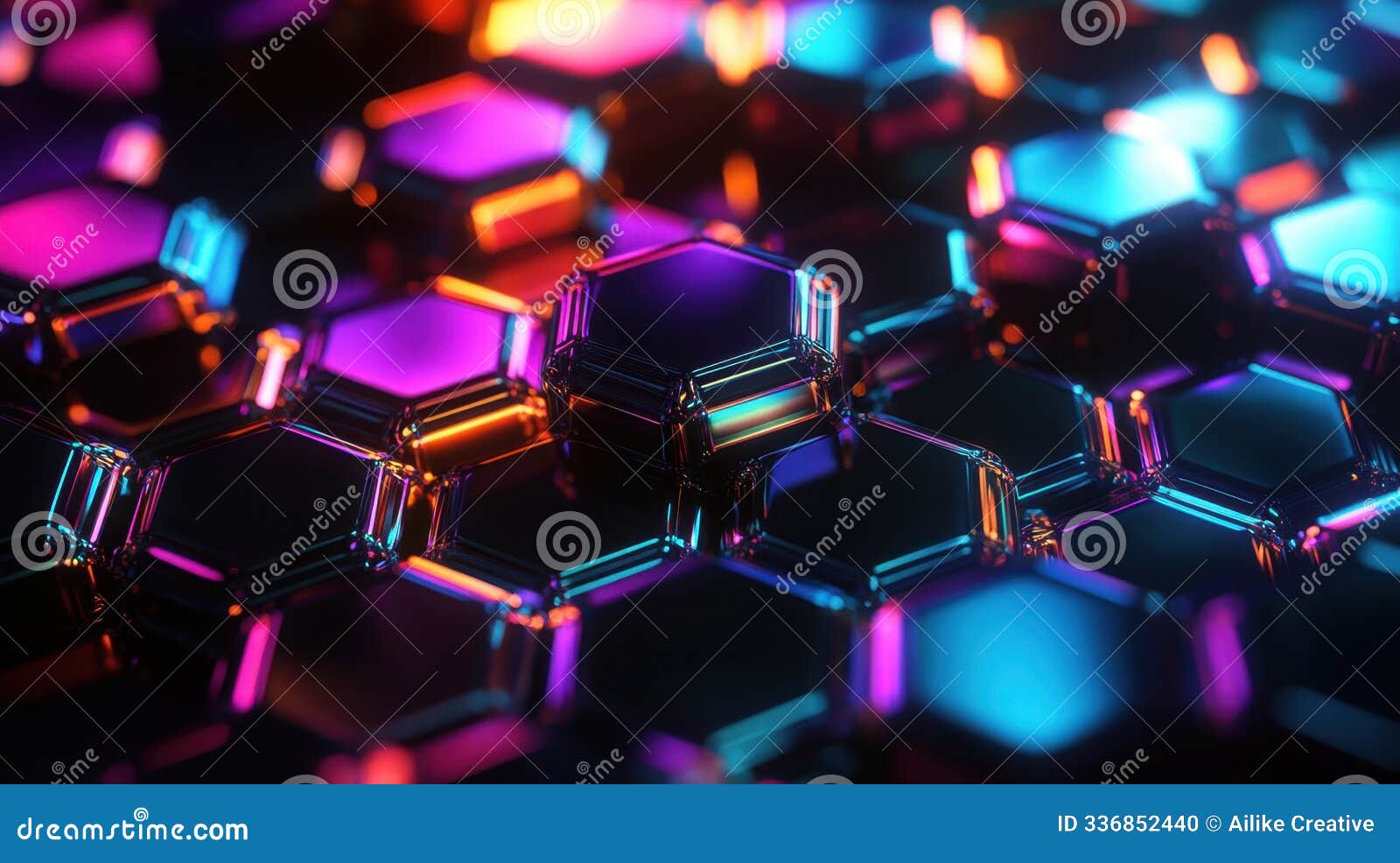 3D Hexagon Background, Abstract Technology Design with Neon Colors ...
