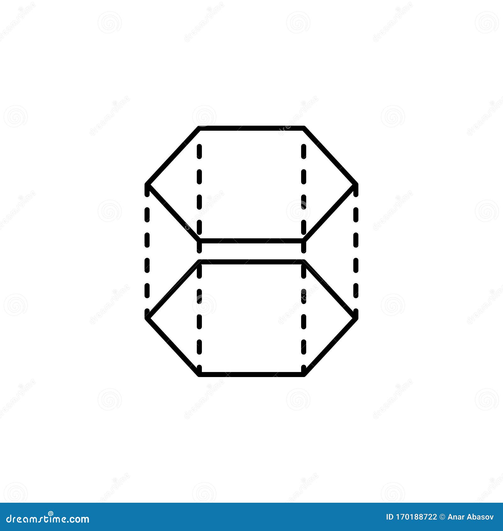 3d Hexagon with Dashed Lines Icon. Element of Geometric Figure for ...