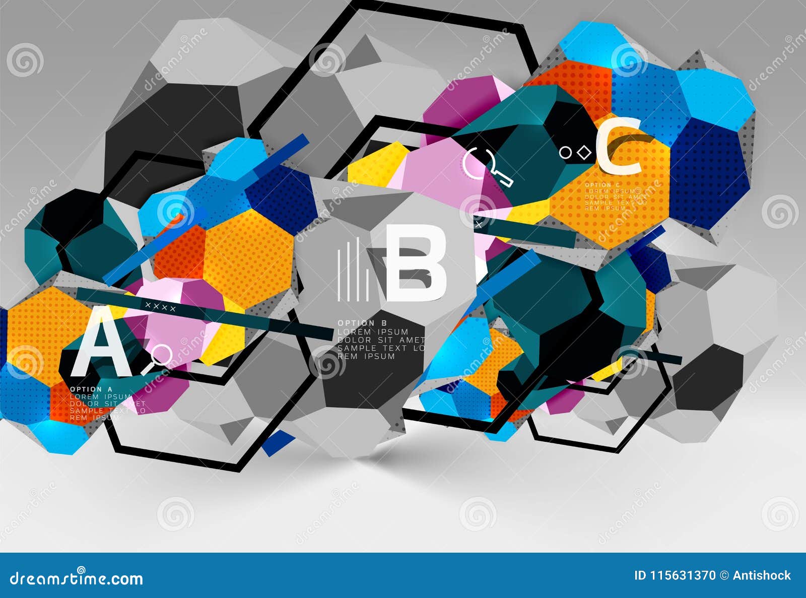 3d Hexagon Geometric Composition, Geometric Digital Abstract Background ...