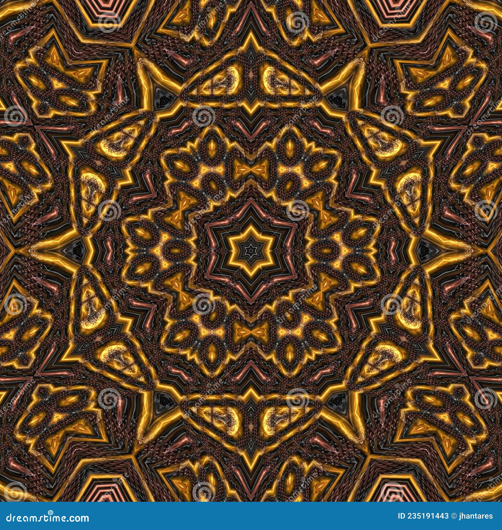 3d Hexagonal Copper Color Fantasy Pattern Stock Illustration ...