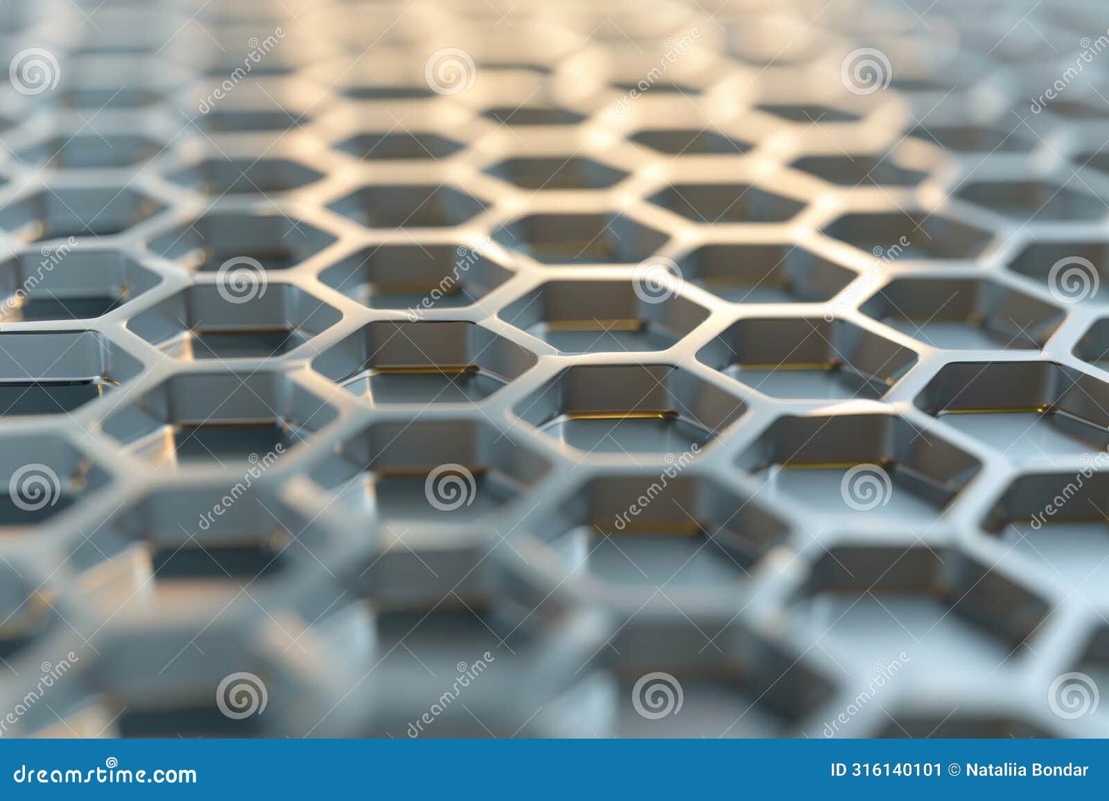 3D Hexagonal Metallic Pattern. Close-Up of Hexagon Array Stock Image - Image of structure ...