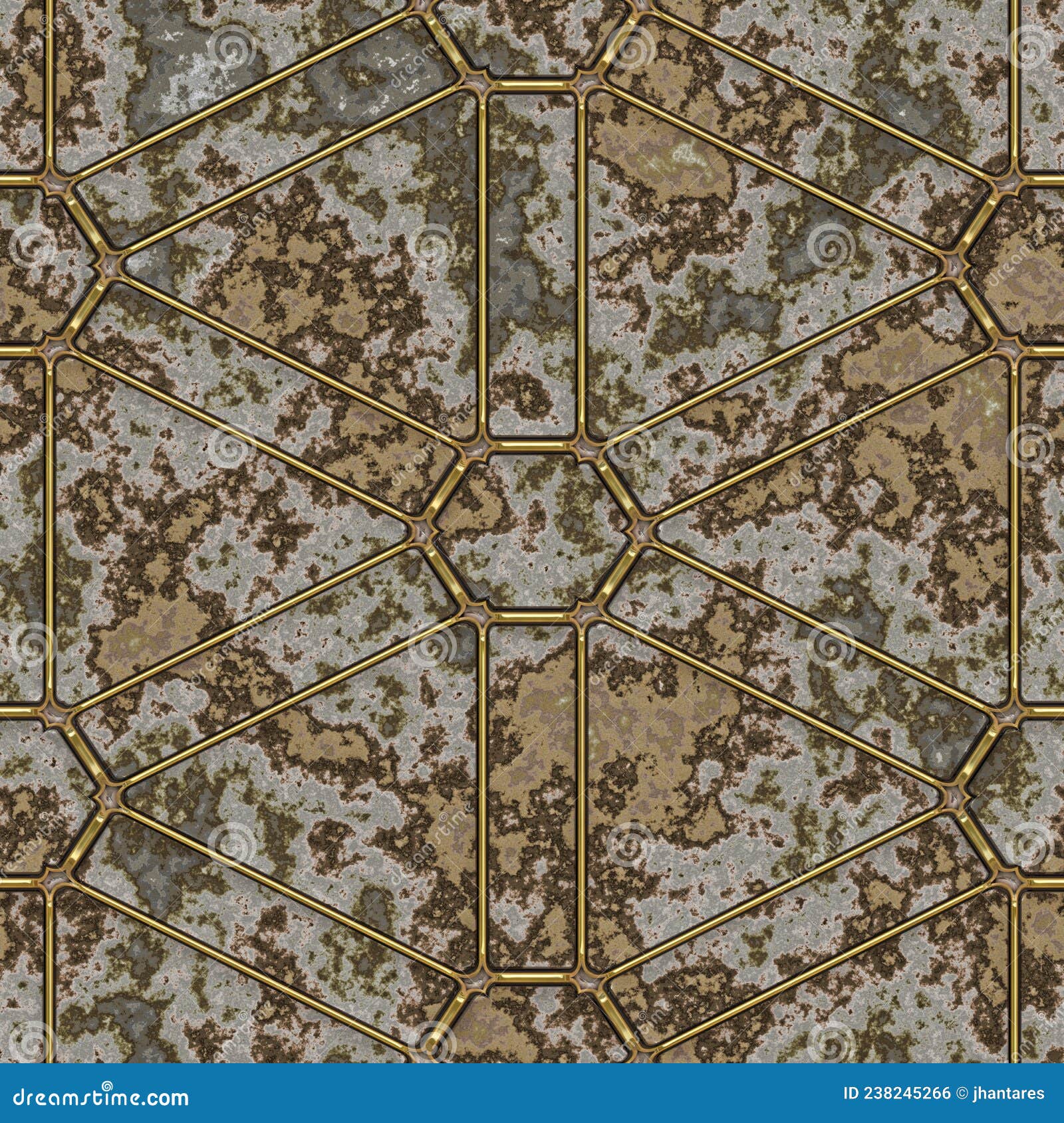 3d Hexagonal Stone Surface Golden Inlays Geometric Pattern Stock ...