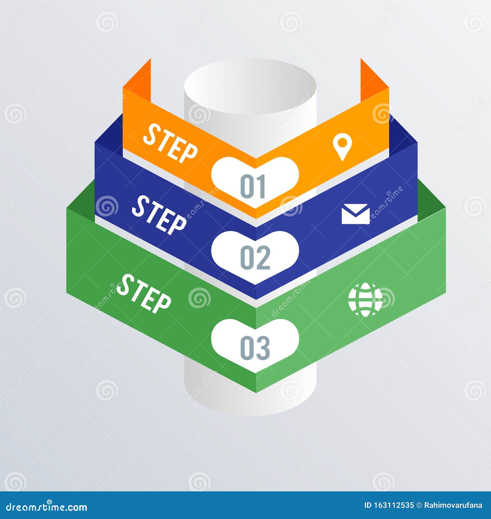 3D Hierarchical Infographic Template Design. Business Concept Infograph ...