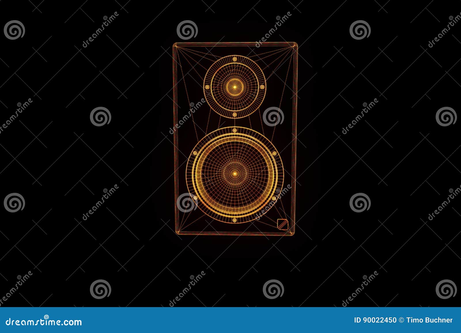 3D HIFI Speaker in Wireframe Hologram Style. Nice 3D Rendering Stock ...