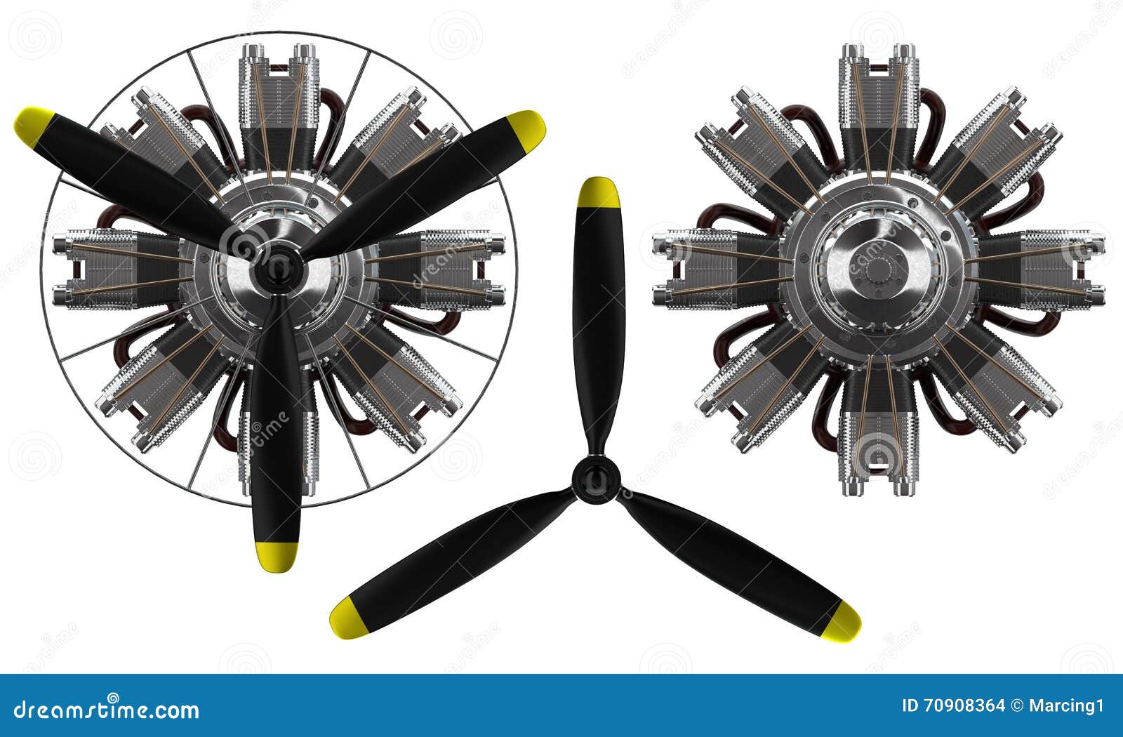 3d High Power Star Engine Wtih Propeller Stock Illustration ...